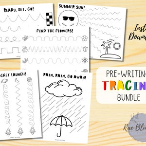 Pre-writing Tracing Bundle INSTANT DOWNLOAD, Kids Line Tracing Activity ...
