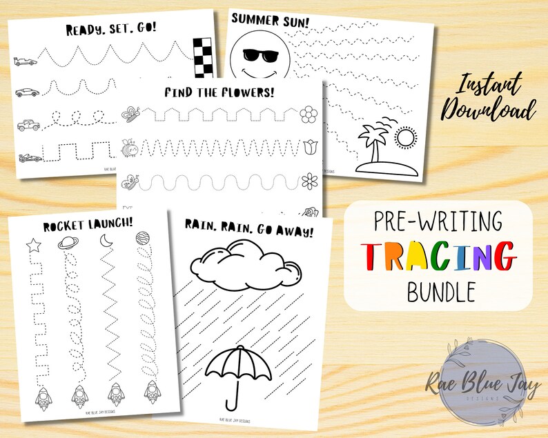 Pre-writing Tracing Bundle INSTANT DOWNLOAD Kids Line Tracing - Etsy