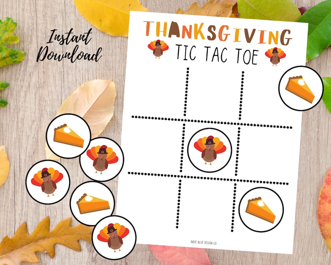 Thanksgiving Tic Tac Toe Printable, Instant Download, Kids Tic Tac Toe ...