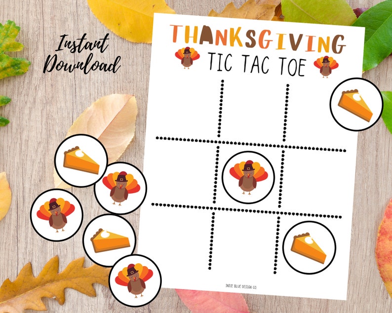 Thanksgiving Tic Tac Toe Printable, Instant Download, Kids Tic Tac Toe ...