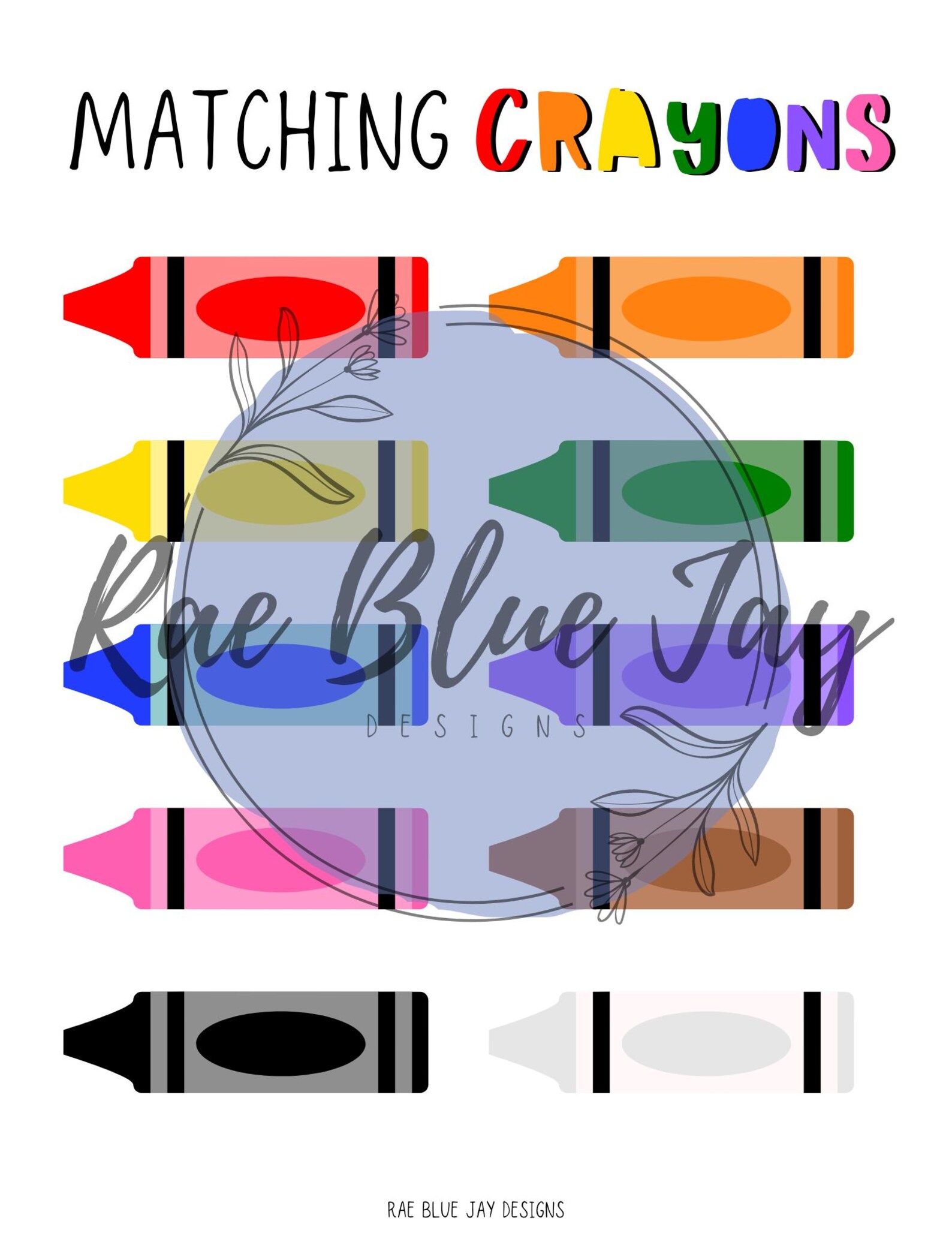 Matching Crayons Colors Practice Worksheet, Learning Colors, Preschool ...