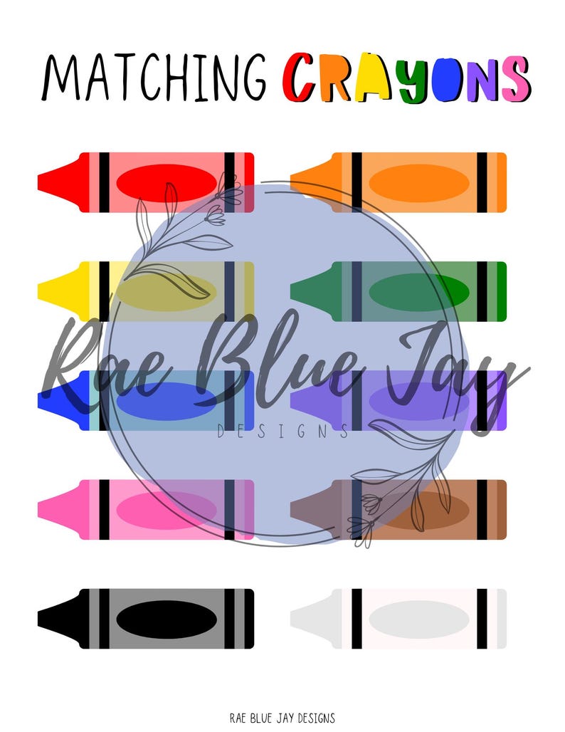 Matching Crayons Colors Practice Worksheet, Learning Colors, Preschool ...