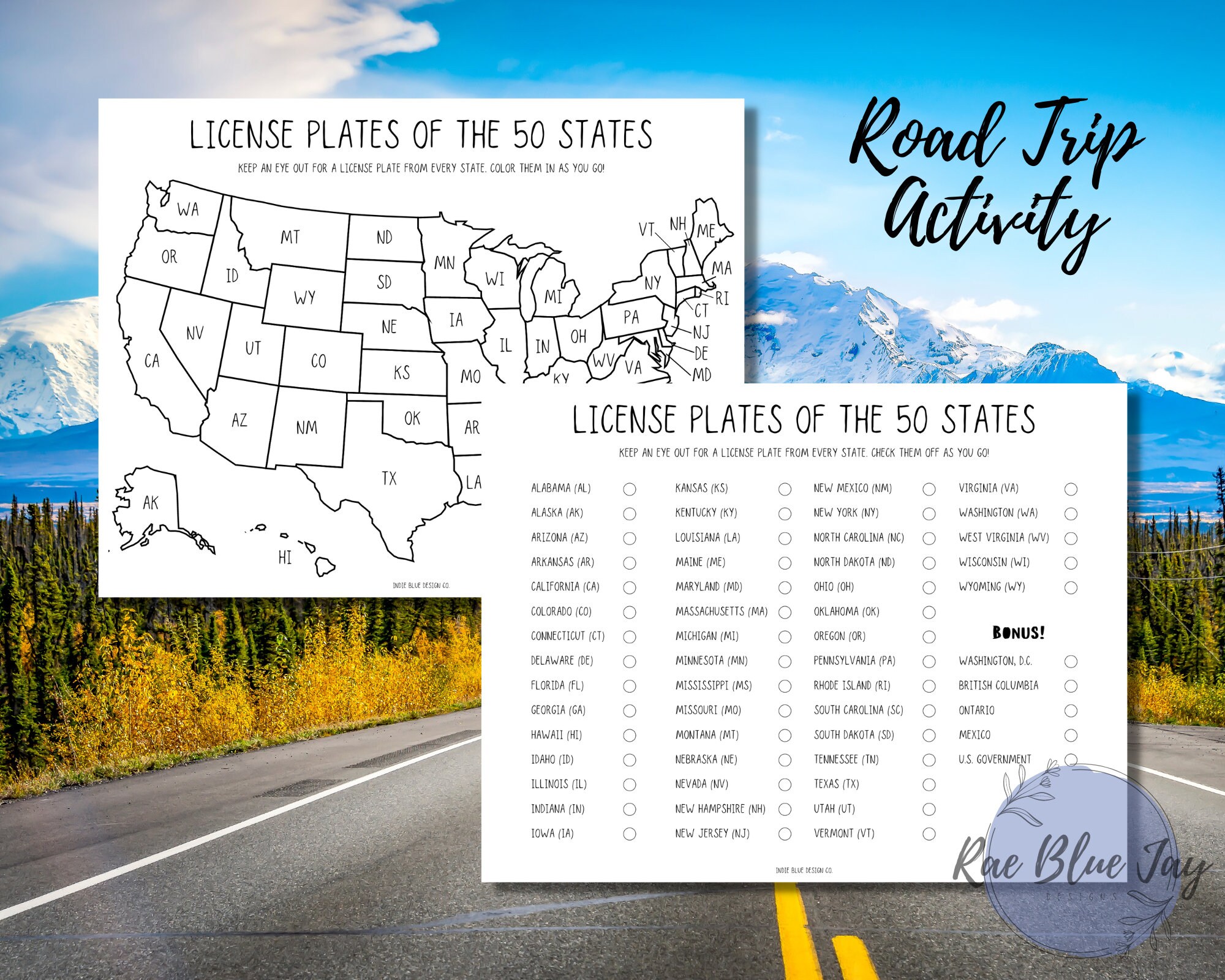 License Plate Game Printable, Kids Road Trip Fun, Road Trip Printable ...