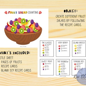 Fruit Salad Counting INSTANT DOWNLOAD, Counting Practice, Learn Math ...