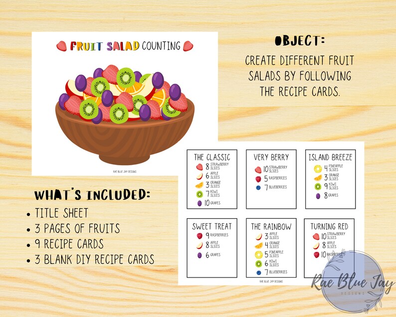 Fruit Salad Counting INSTANT DOWNLOAD, Counting Practice, Learn Math ...
