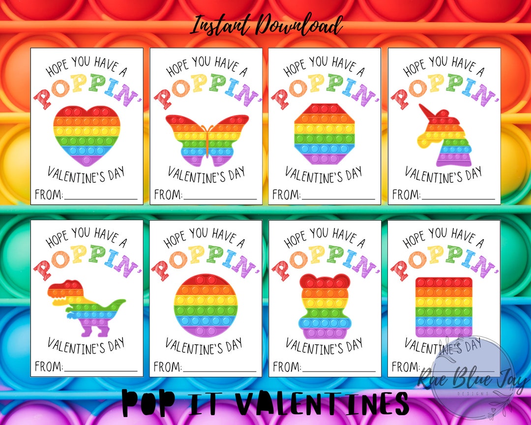 Pop It Valentines INSTANT DOWNLOAD Kids Valentines, Printable ...