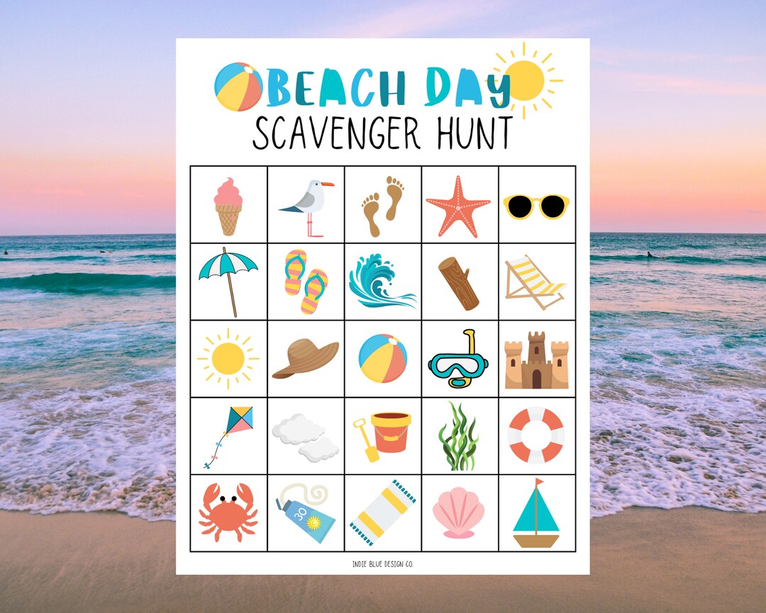 Beach Scavenger Hunt Printable, Printable Scavenger Hunt, Kids ...