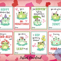 Frog Valentine Cards - Printable - Kids Valentines - School Valentine ...