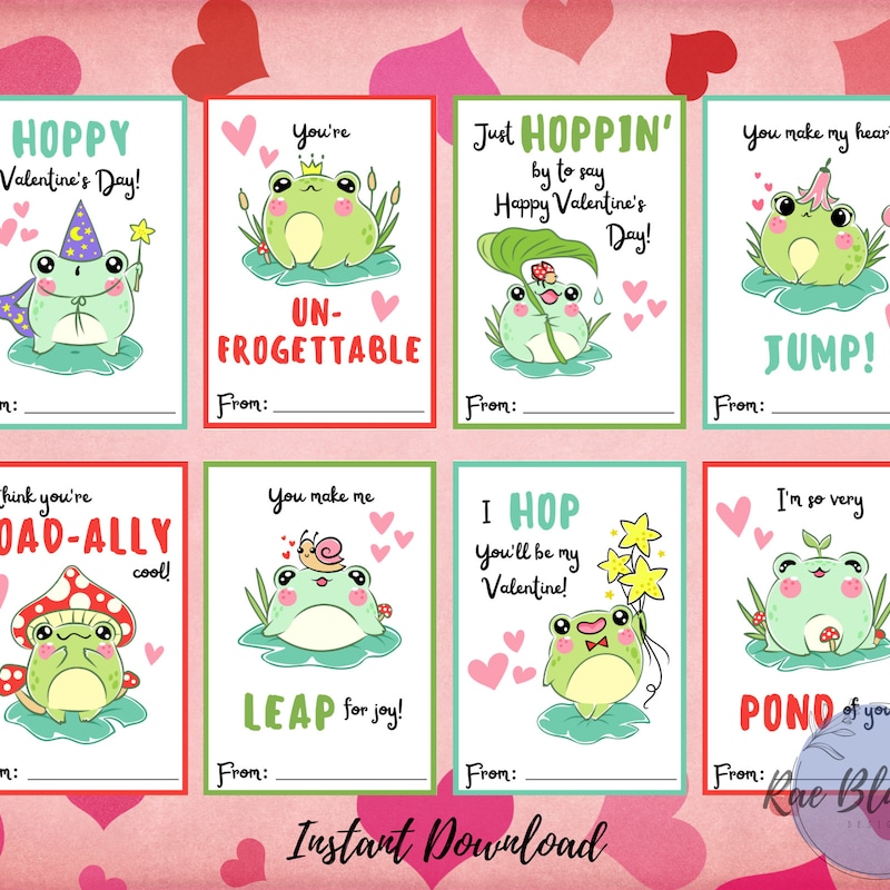 Frog Valentine Printables - Etsy