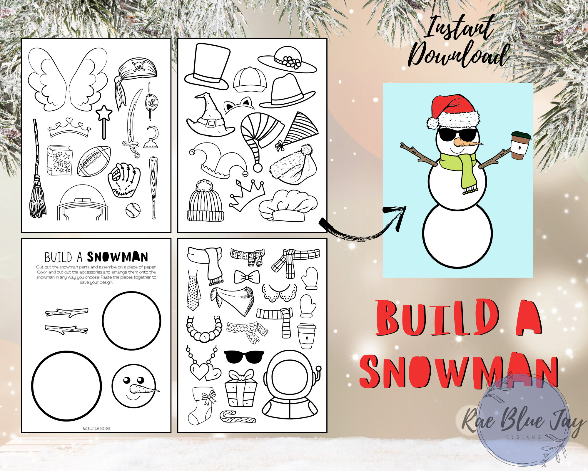 Build a Snowman, Instant Download, Snowman Building, Christmas Activity ...
