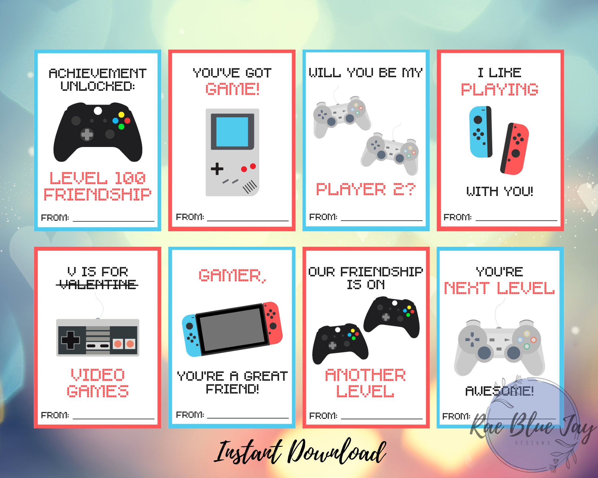 Video Game Valentines INSTANT DOWNLOAD Kids Valentines, Printable ...