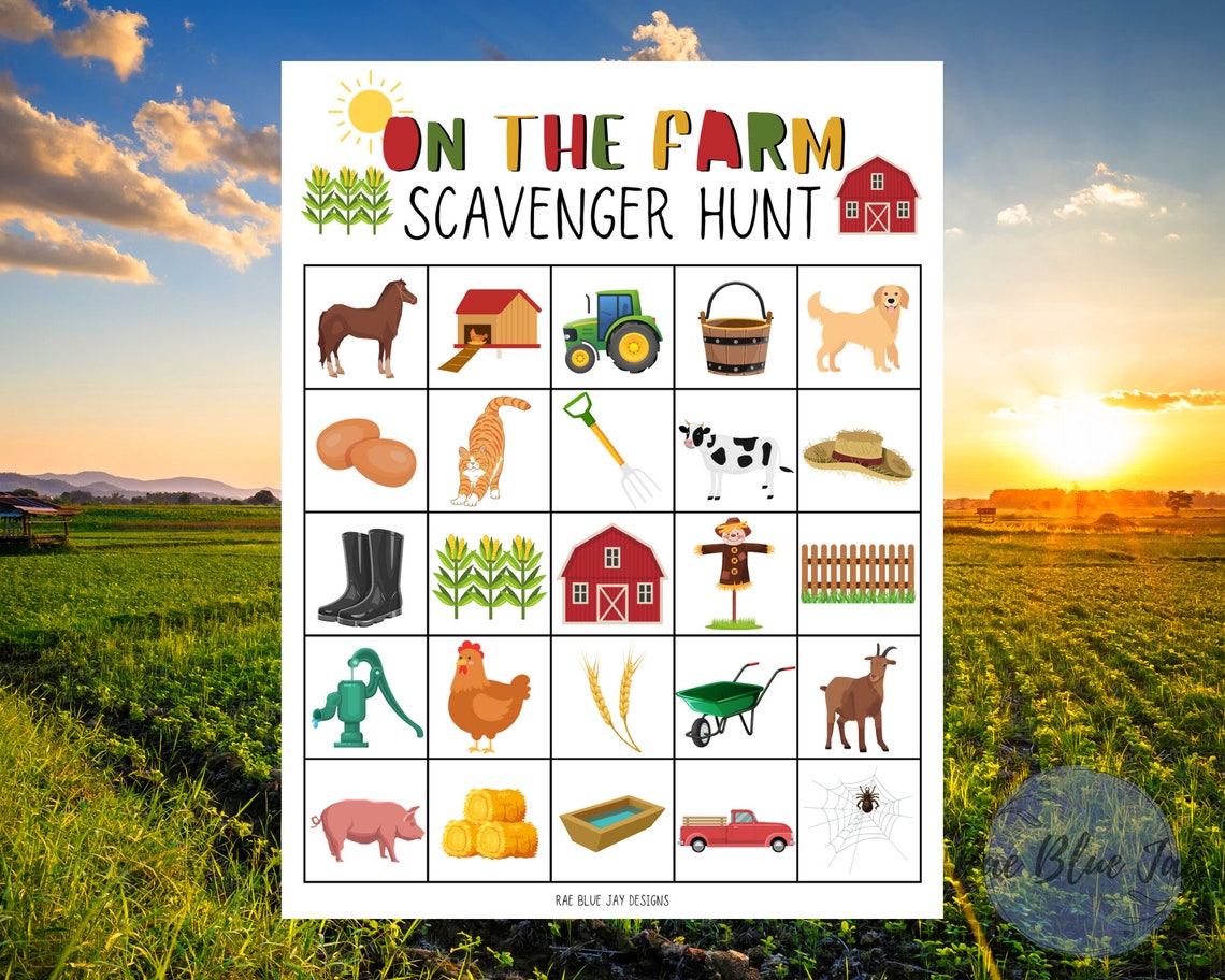 On the Farm Scavenger Hunt INSTANT DOWNLOAD, Printable Scavenger Hunt ...