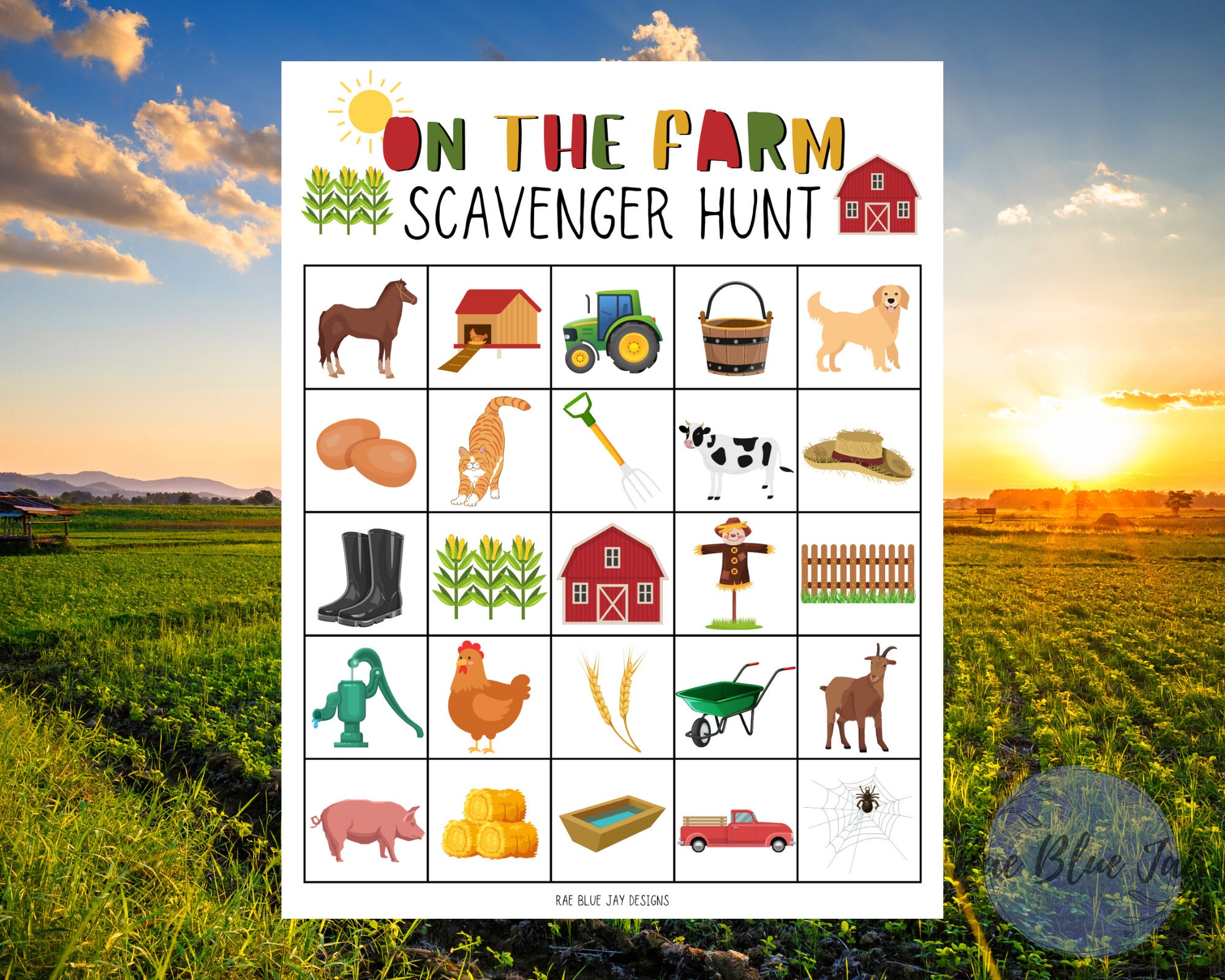On the Farm Scavenger Hunt INSTANT DOWNLOAD, Printable Scavenger Hunt ...
