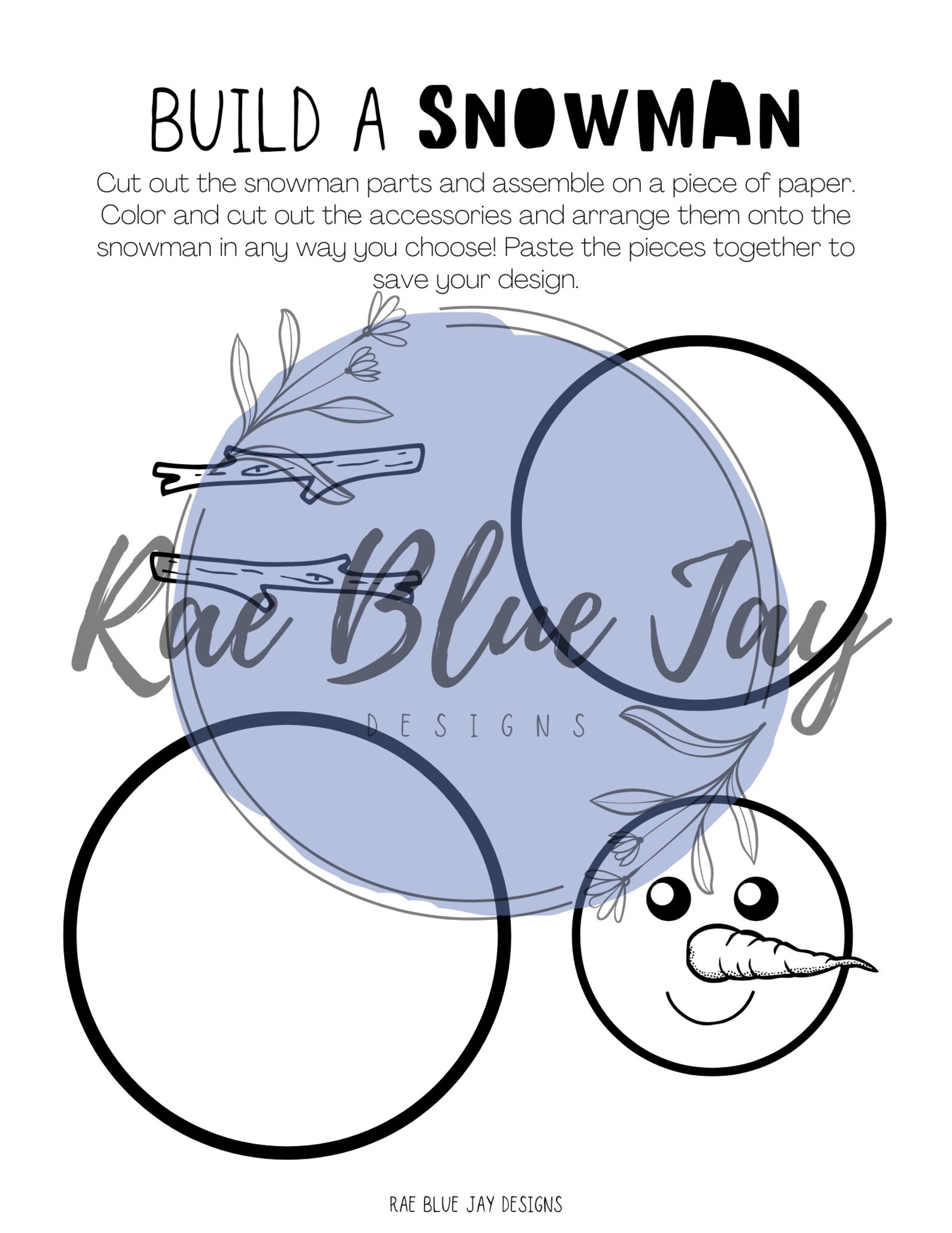 Build a Snowman, Instant Download, Snowman Building, Christmas Activity ...