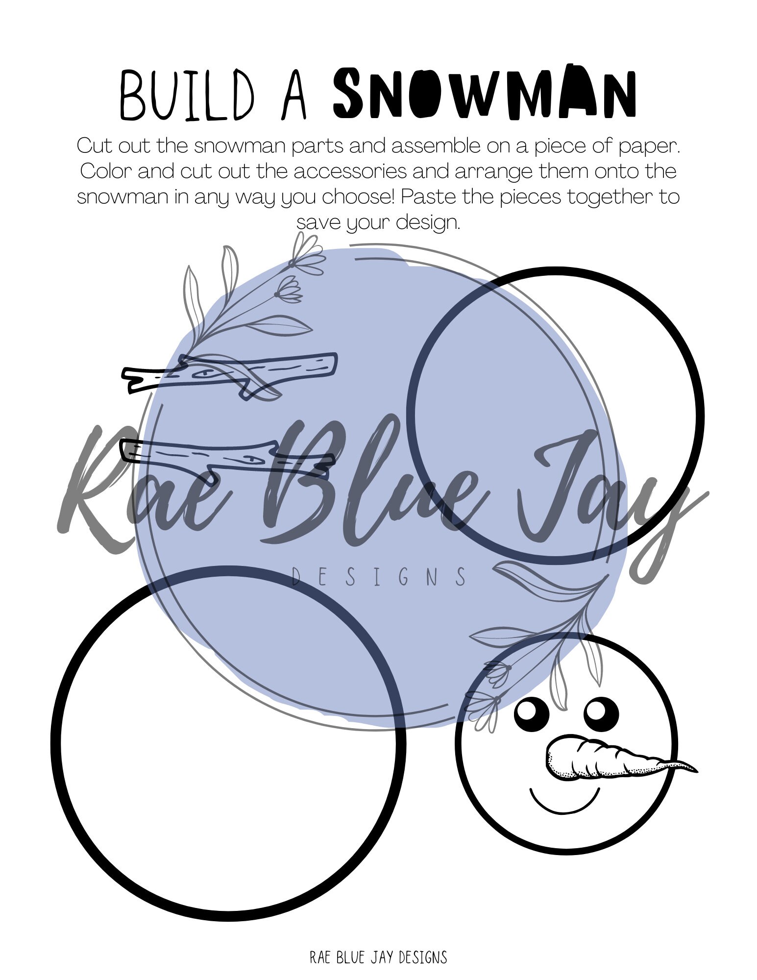 Build a Snowman, Instant Download, Snowman Building, Christmas Activity ...