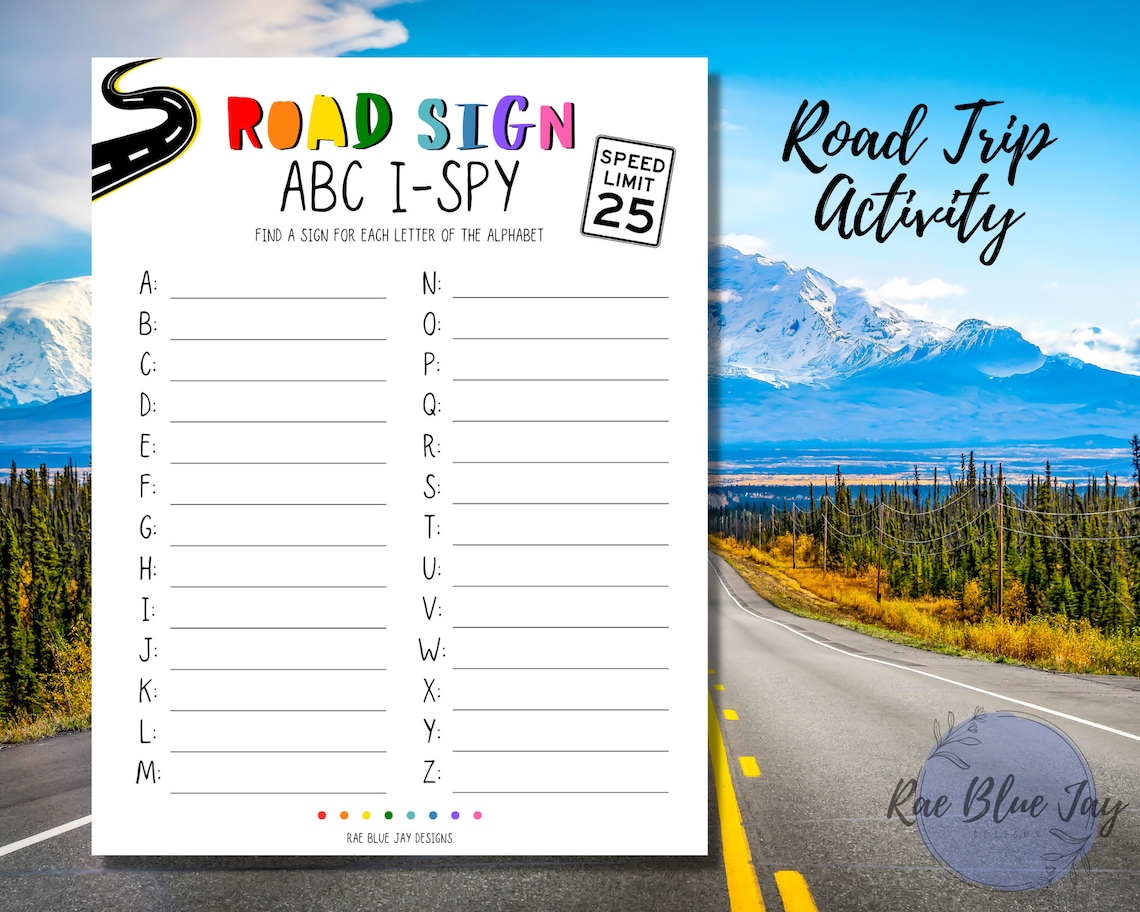 Road Sign ABC I Spy Printable, Road Sign Alphabet Game Printable, Kids ...