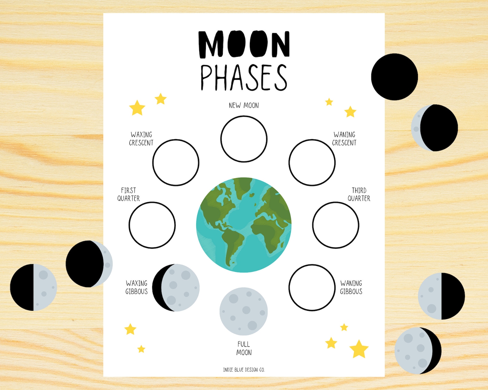 Moon Phases Matching Printable, Space Activity, Homeschool Printable ...
