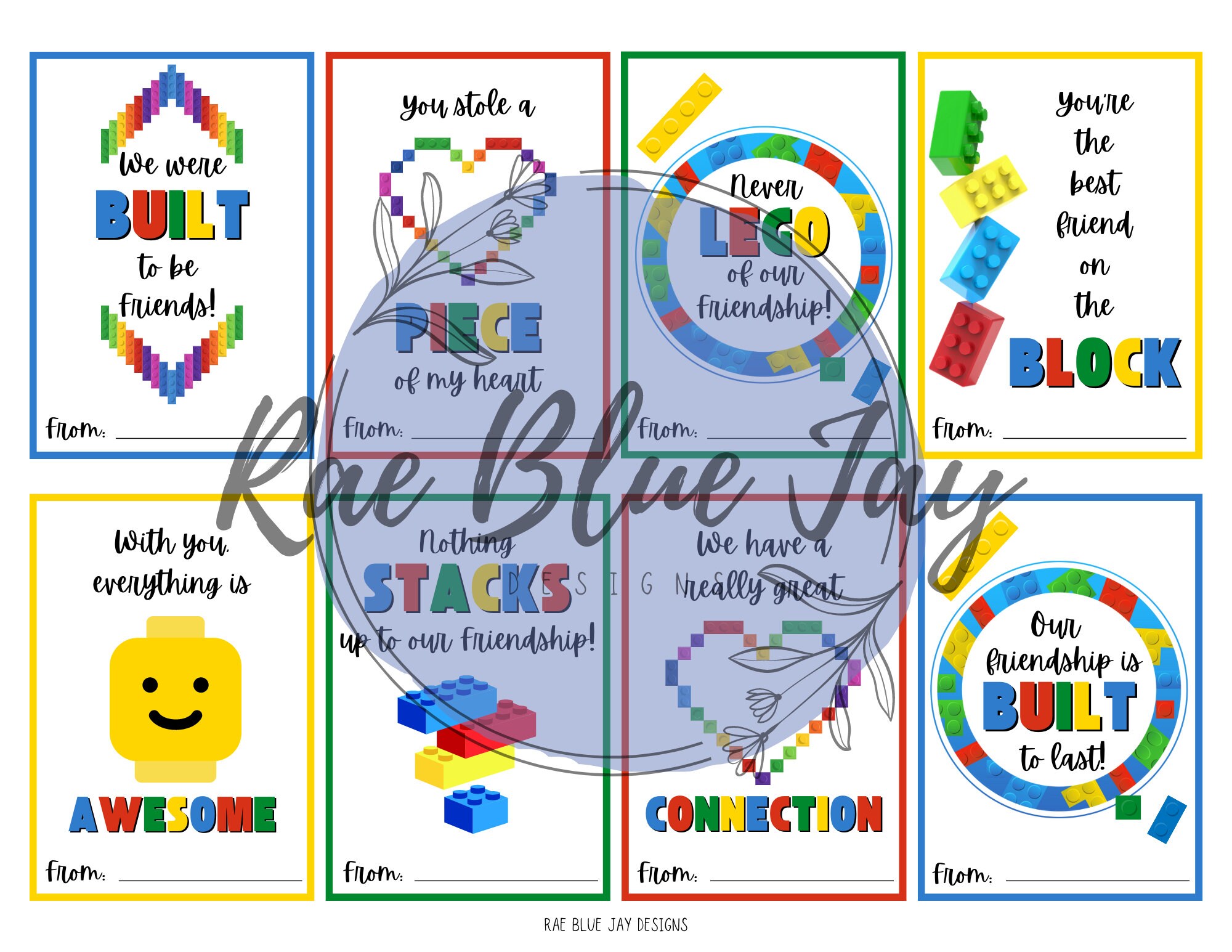 Building Brick Valentines INSTANT DOWNLOAD Kids Valentines, Printable ...