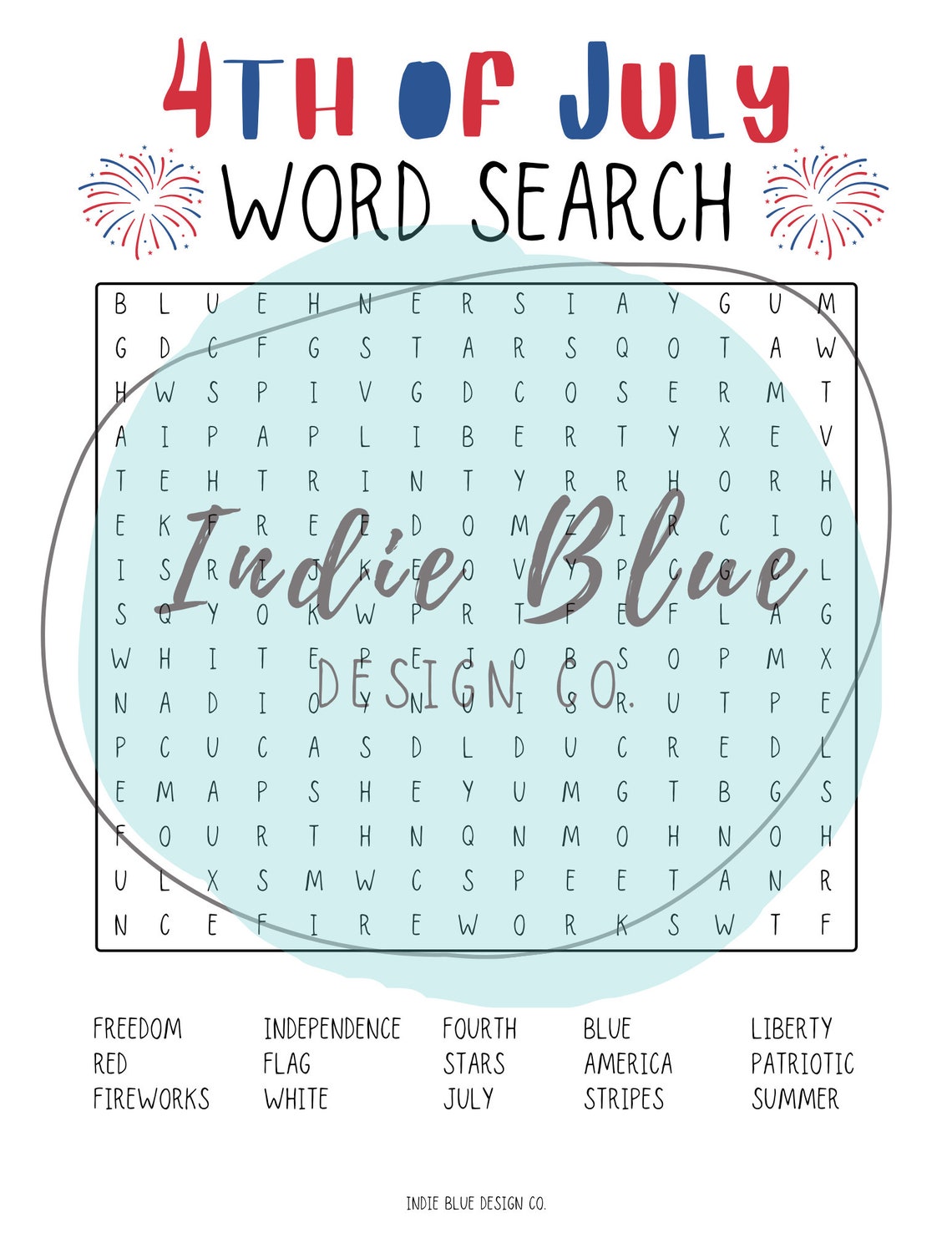 4th of July Word Search Printable, Kids Word Search, 4th of July Game ...