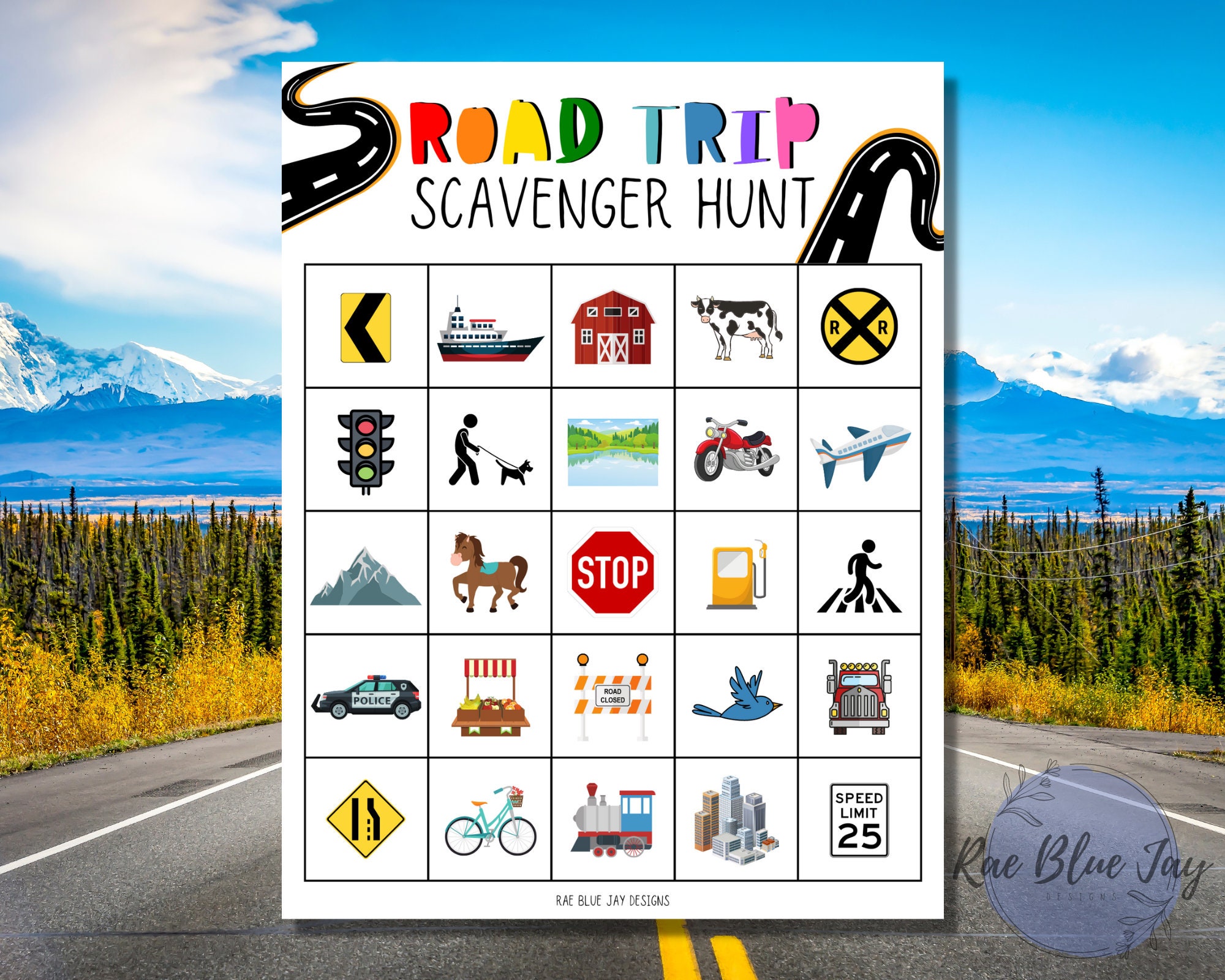 Road Trip Scavenger Hunt Printable, Printable Scavenger Hunt, Kids ...