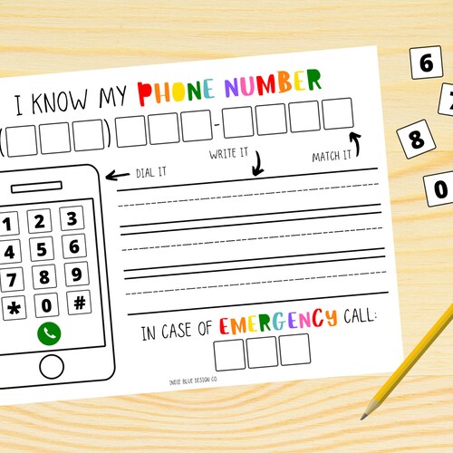 I Know My Phone Number Worksheet Phone Number Practice - Etsy