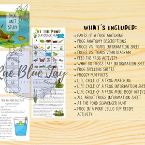Frog Unit Study INSTANT DOWNLOAD, Life Cycle of a Frog, Kids Science ...