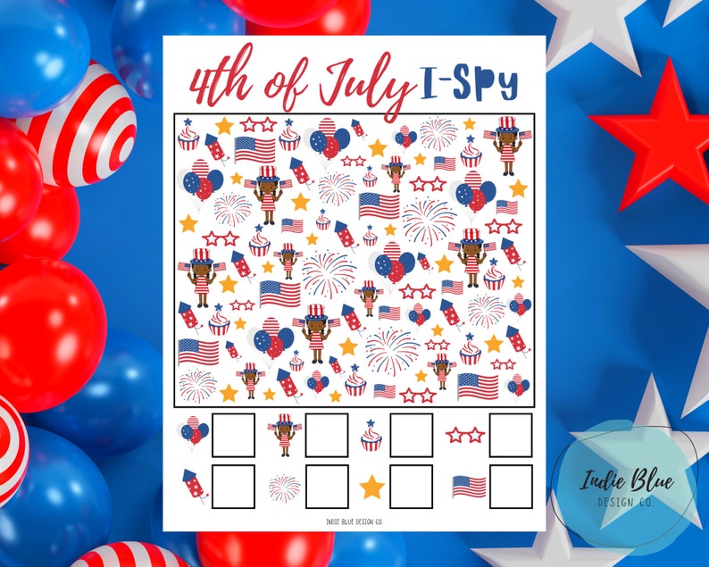 4th of July I-spy Activity, 4th of July Activity, Counting, Learning ...
