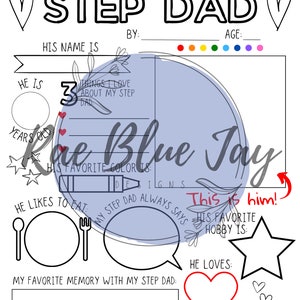 All About My Step Dad INSTANT DOWNLOAD, Father's Day Printable ...