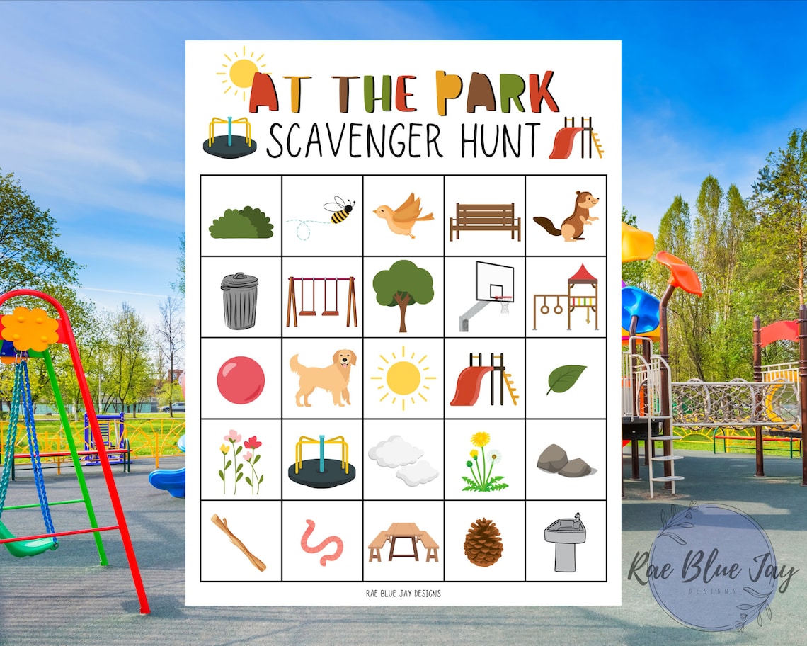At the Park Scavenger Hunt Printable INSTANT DOWNLOAD, Printable ...