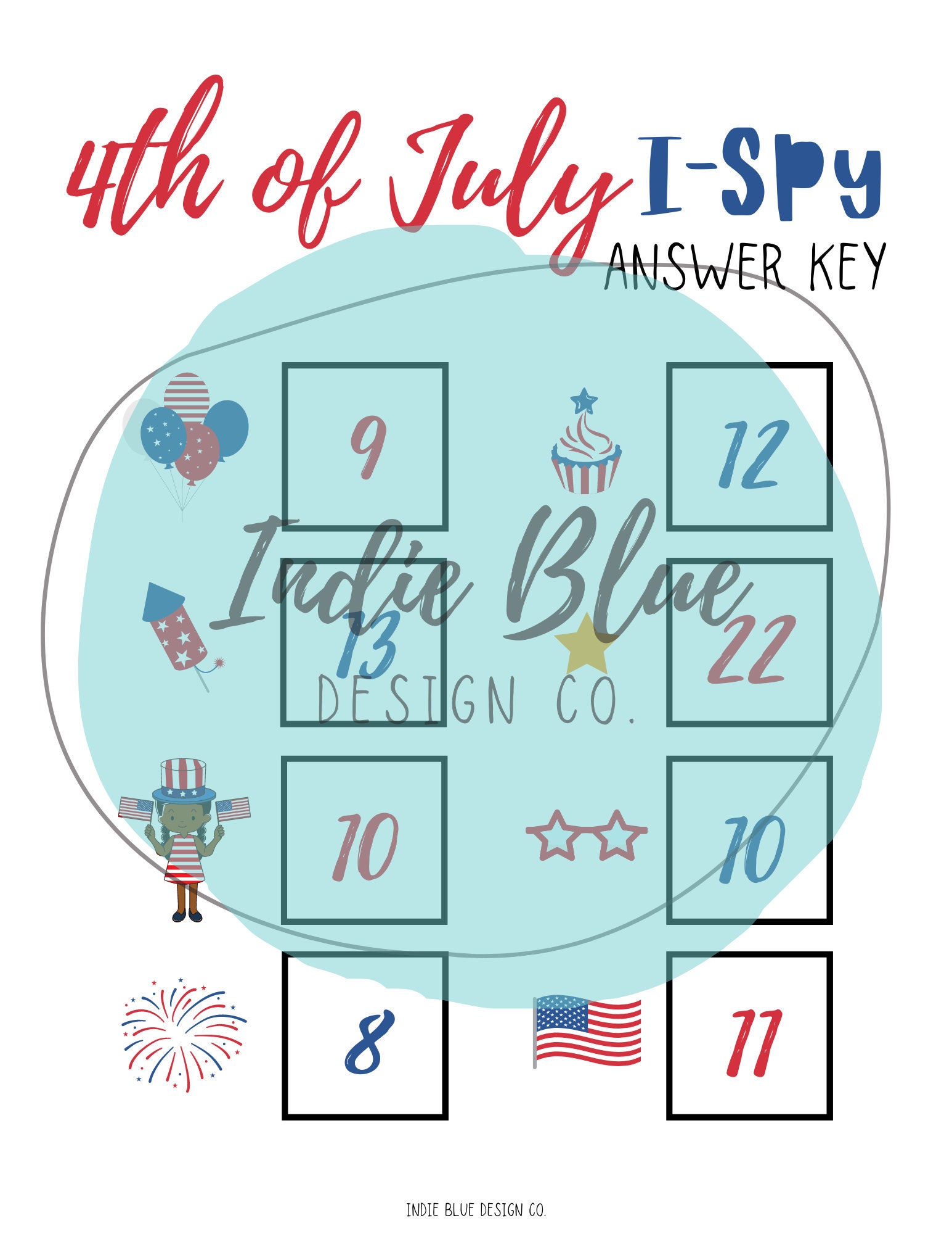 4th of July I-spy Activity, 4th of July Activity, Counting, Learning ...