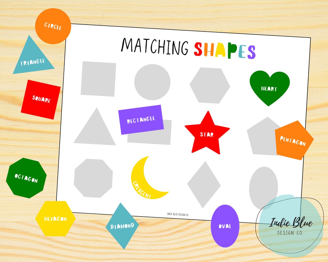 Matching Shapes Practice Worksheet, Learning Shapes, Preschool Learning ...