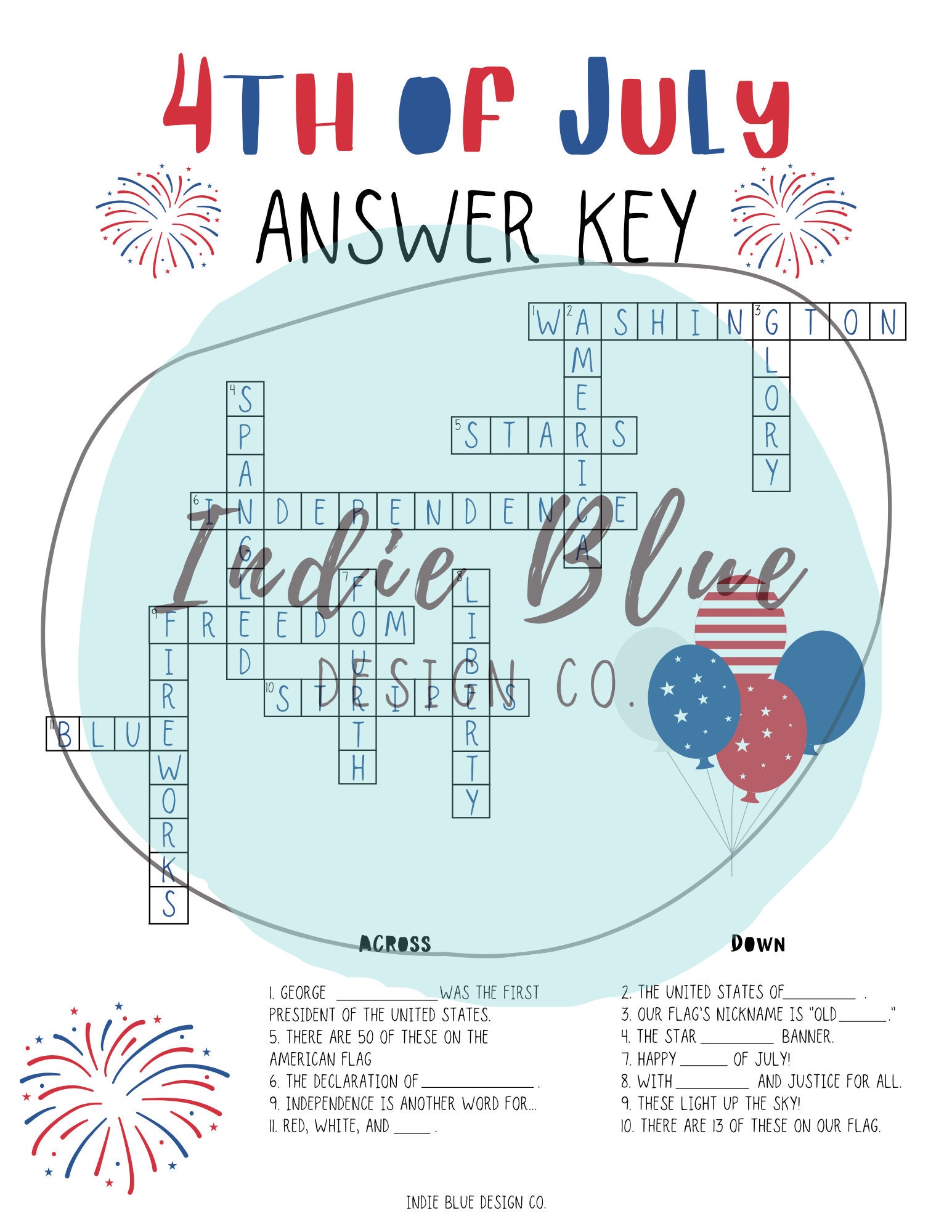 4th of July Activity Bundle, Word Search, Crossword Puzzle, Tic Tac Toe ...