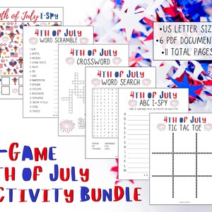 4th of July Activity Bundle, 6 Game Bundle, I-spy, Word Scramble ...