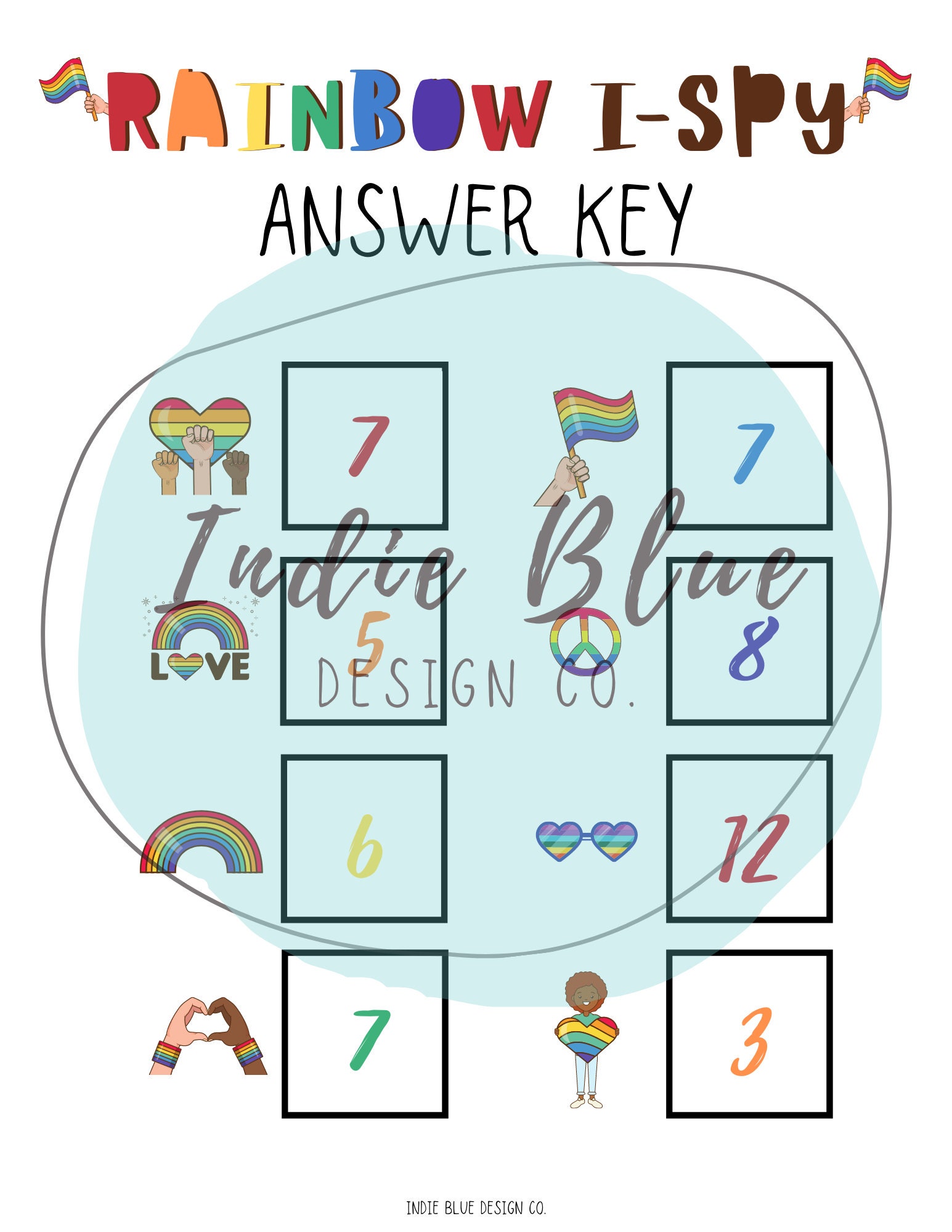 Rainbow I-spy Printable, Kids I-spy, Rainbow Game, Kids Pride, Rainbow ...