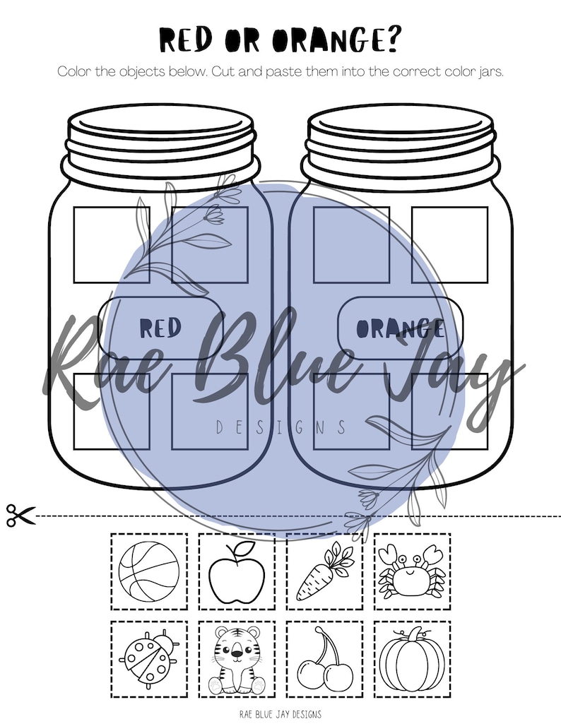 INSTANT DOWNLOAD Cut and Paste Colors Activity, Kids Cutting Practice ...