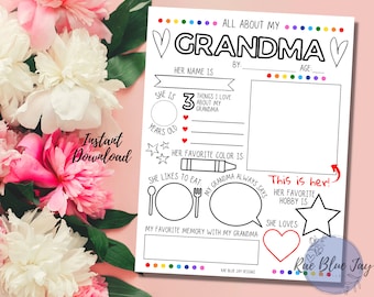 All About My Mom INSTANT DOWNLOAD, Mother's Day Printable, Gift for Mom ...