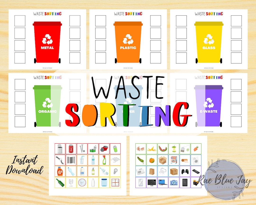 Waste Sorting Activity INSTANT DOWNLOAD, Kids Recycling Printable, Earth Day Fun, Matching Game ...