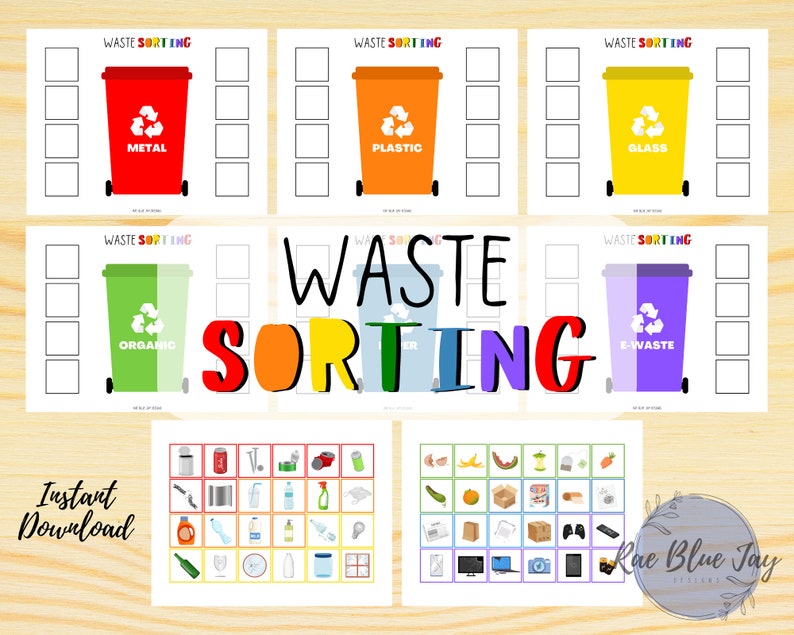 Waste Sorting Activity INSTANT DOWNLOAD, Kids Recycling Printable ...