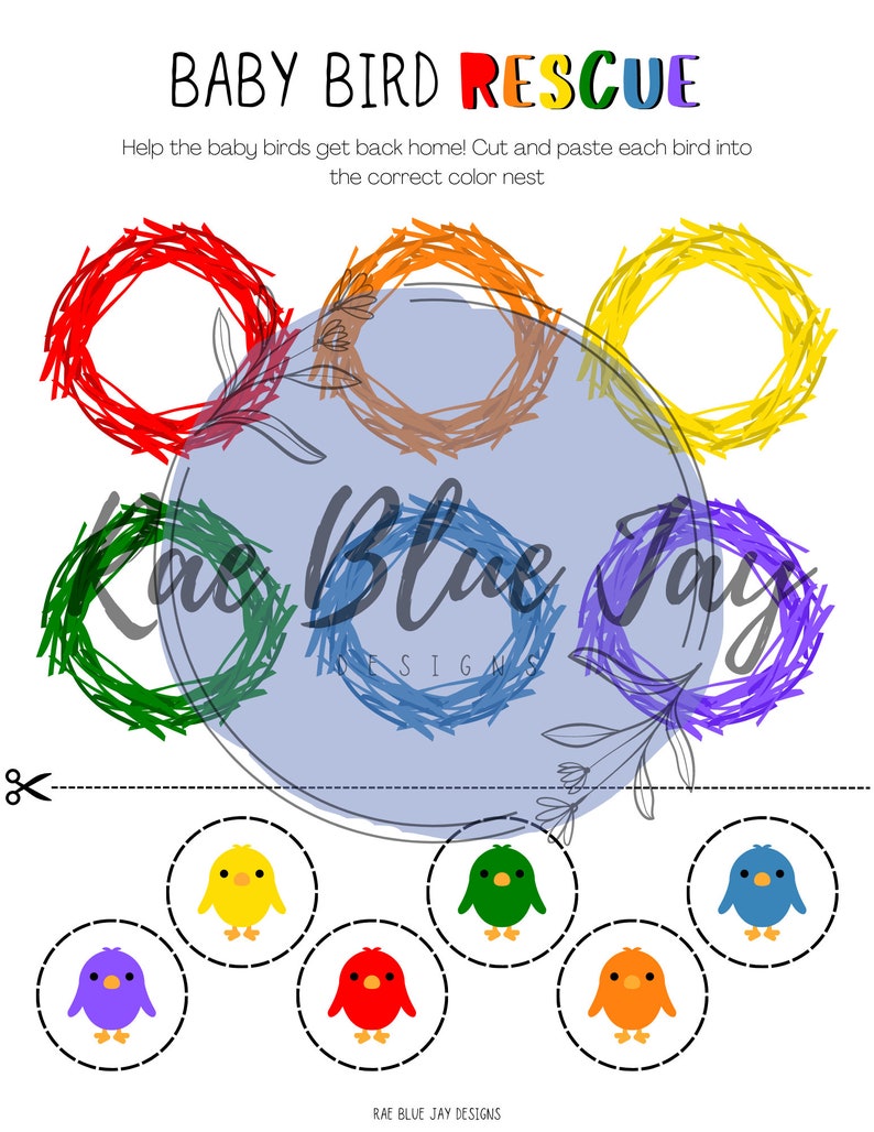 INSTANT DOWNLOAD Baby Bird Rescue Cut and Paste Activity, Kids Cutting ...