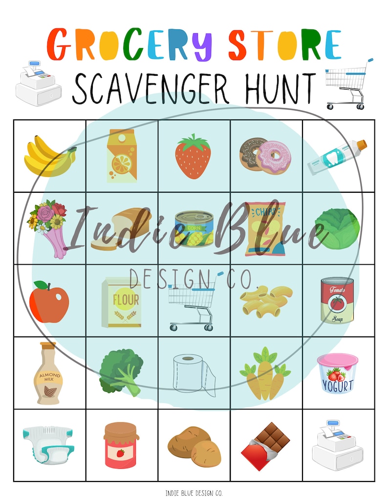 Grocery Store Scavenger Hunt Printable, Printable Scavenger Hunt, Kids ...