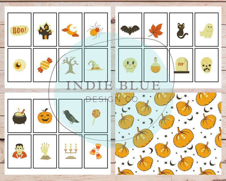 Halloween Memory Game Printable With 24 Cards Printable - Etsy