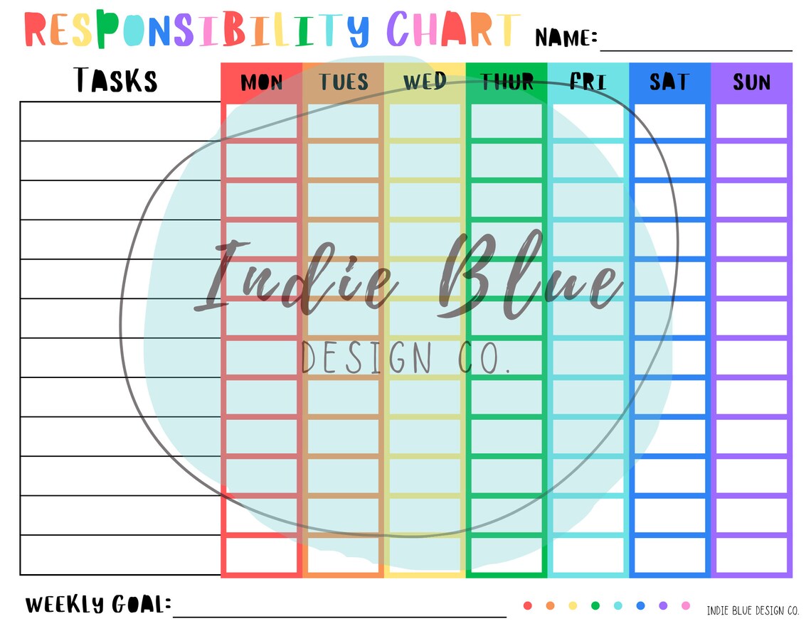 Responsibility Chart for Kids, Kids Printable, Daily Tracker, Kids ...