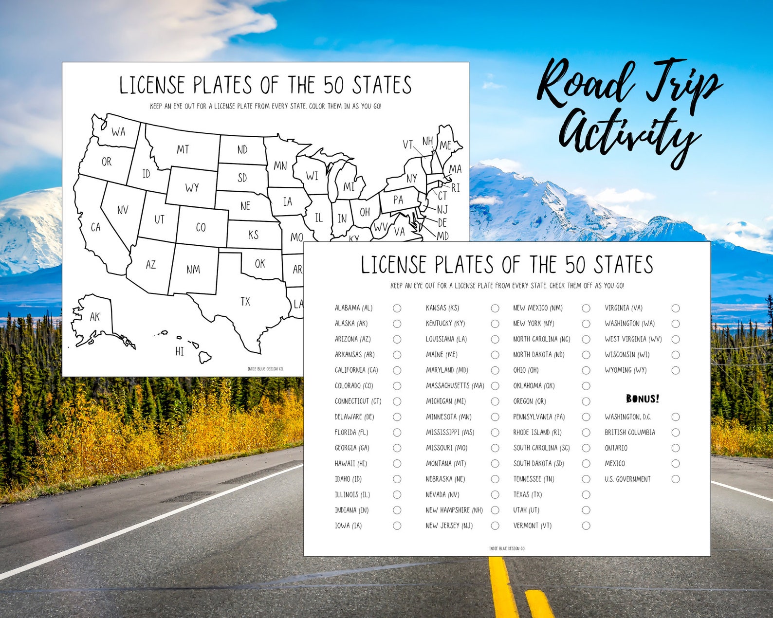 License Plate Game Printable Kids Road Trip Fun Road Trip | Etsy