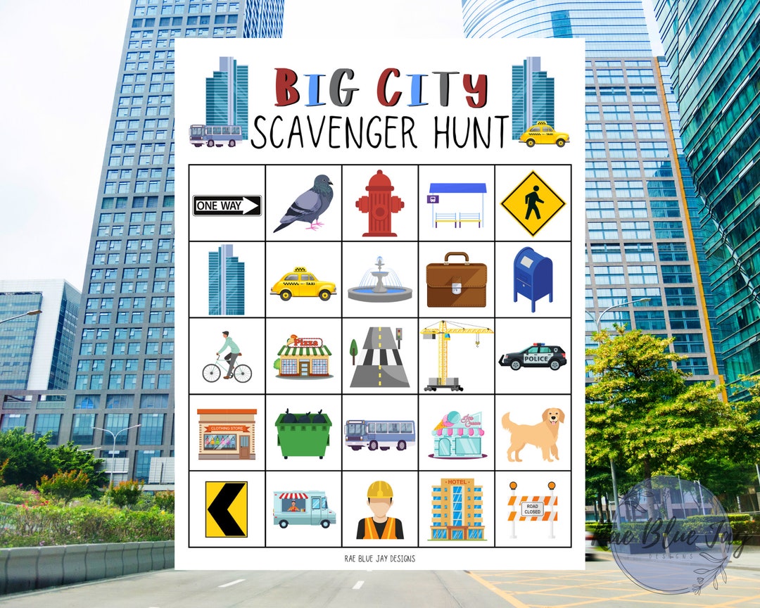 Big City Scavenger Hunt INSTANT DOWNLOAD, Printable Scavenger Hunt ...