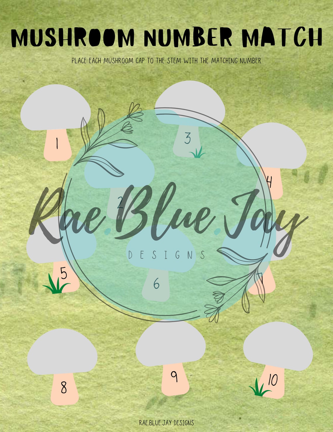 Mushroom Match Counting Activity Instant Download Kids - Etsy