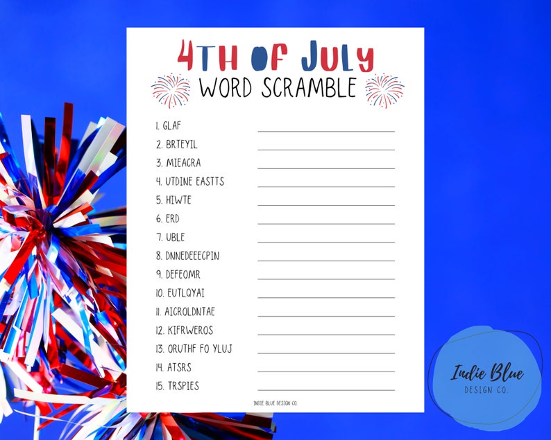 4th of July Activity Bundle, 6 Game Bundle, I-spy, Word Scramble ...