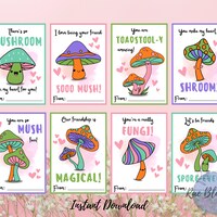 Printable Mushroom Valentine Tags, Kids Valentines, Mushroom Tags for ...