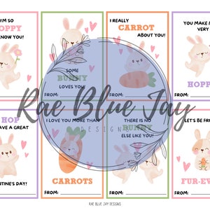 Bunny Valentines INSTANT DOWNLOAD Kids Valentines, Printable Valentines ...