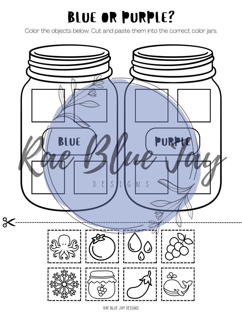 INSTANT DOWNLOAD Cut and Paste Colors Activity, Kids Cutting Practice ...