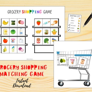 Grocery Shopping Game, Matching Game, Shopping Activity, Kids Matching ...
